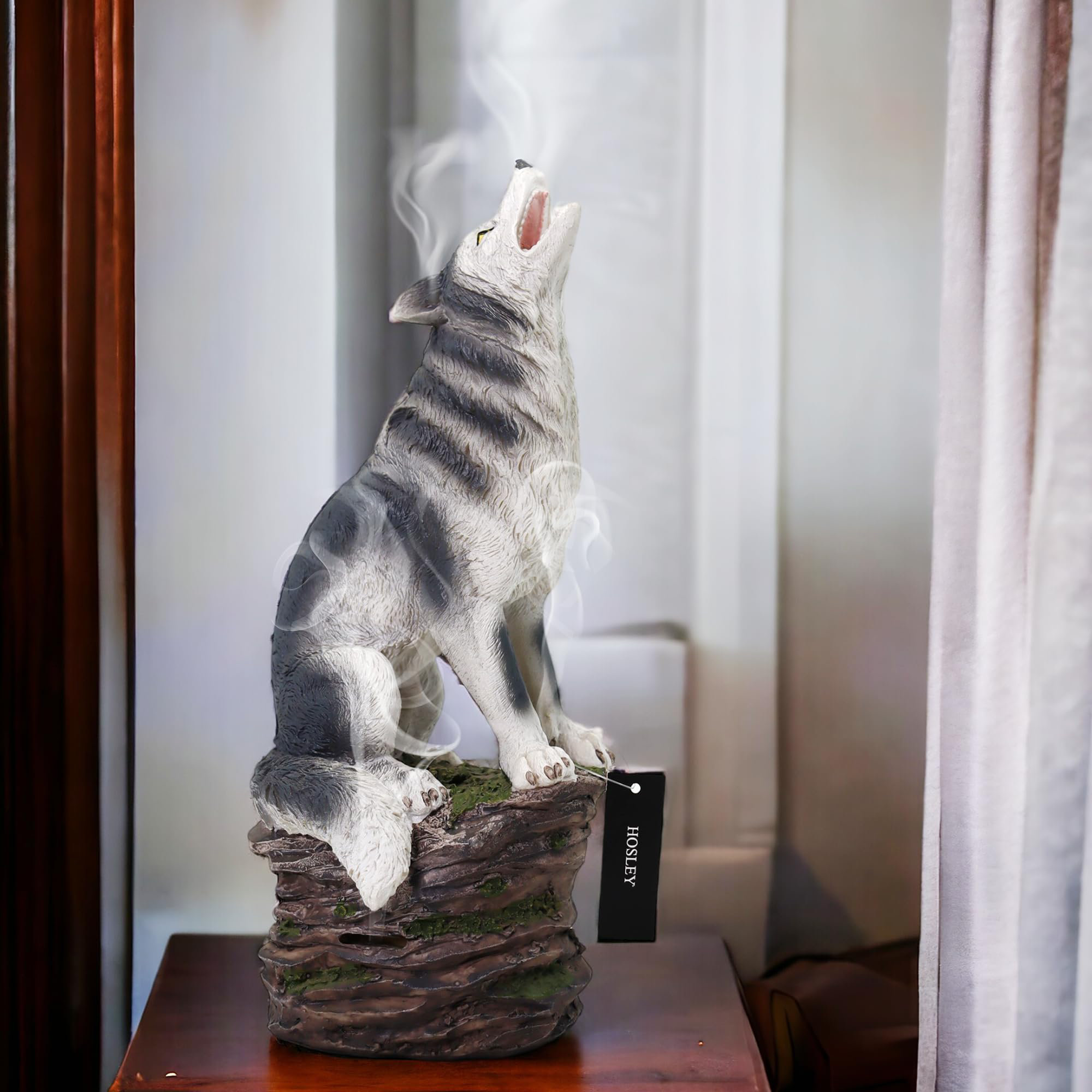 Millwood Pines Burritt Wolf Incense Burner Hosley Resin Wolf Décor Statue and Incense Cone ...